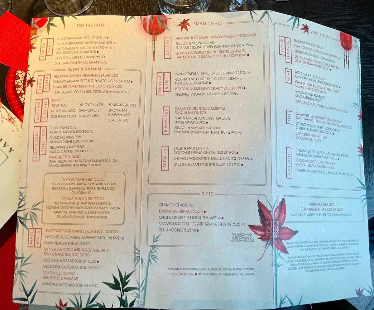 Menu at The Ivy Asia St Paul's restaurant, London