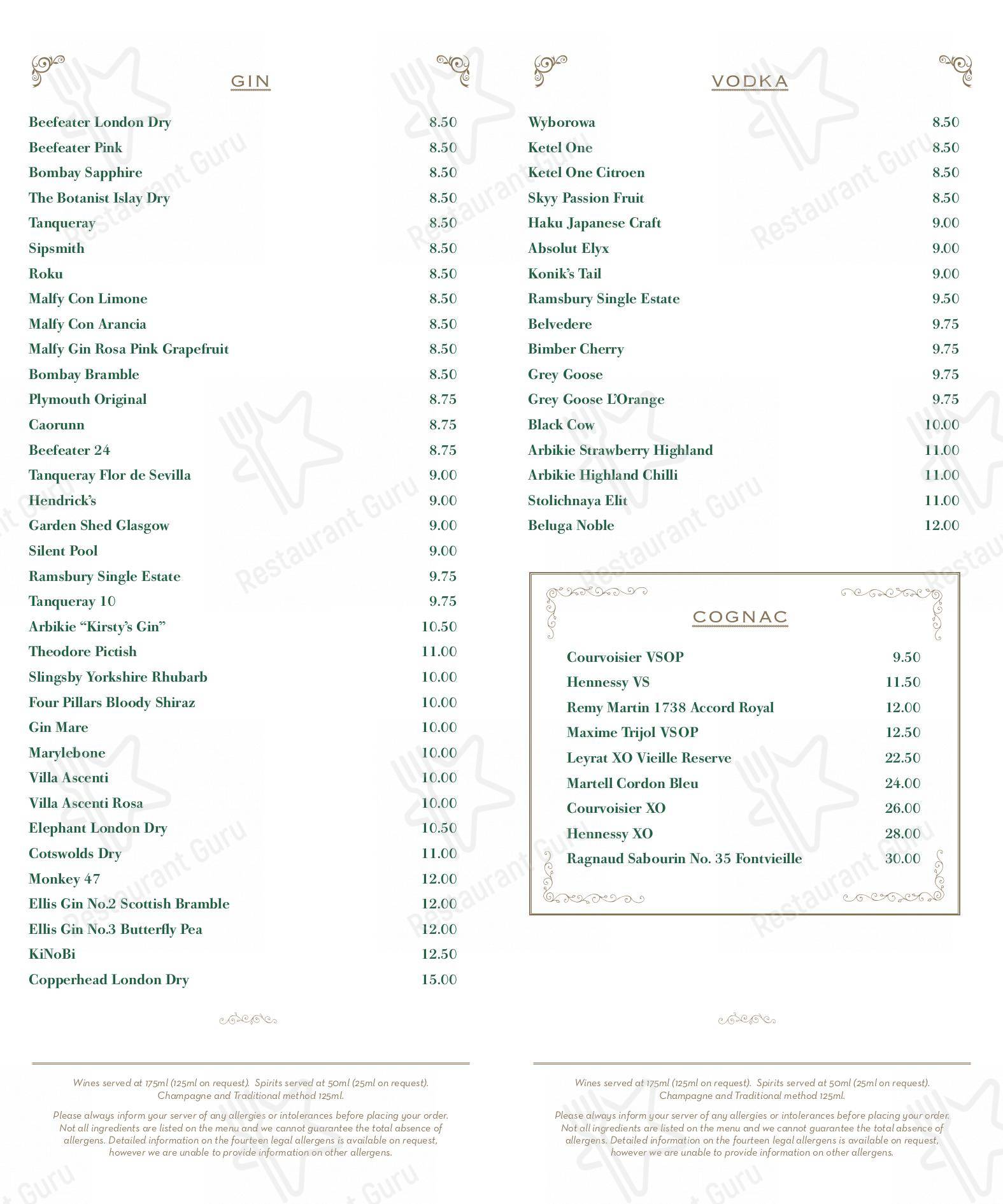Menu at The Ivy Buchanan Street, Glasgow restaurant, Glasgow, 106 ...