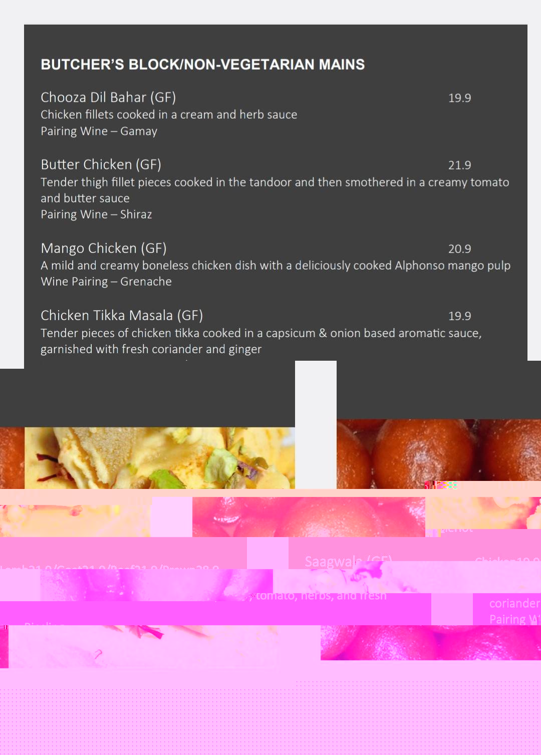 Menu at The Jewel of Bathurst restaurant, Bathurst