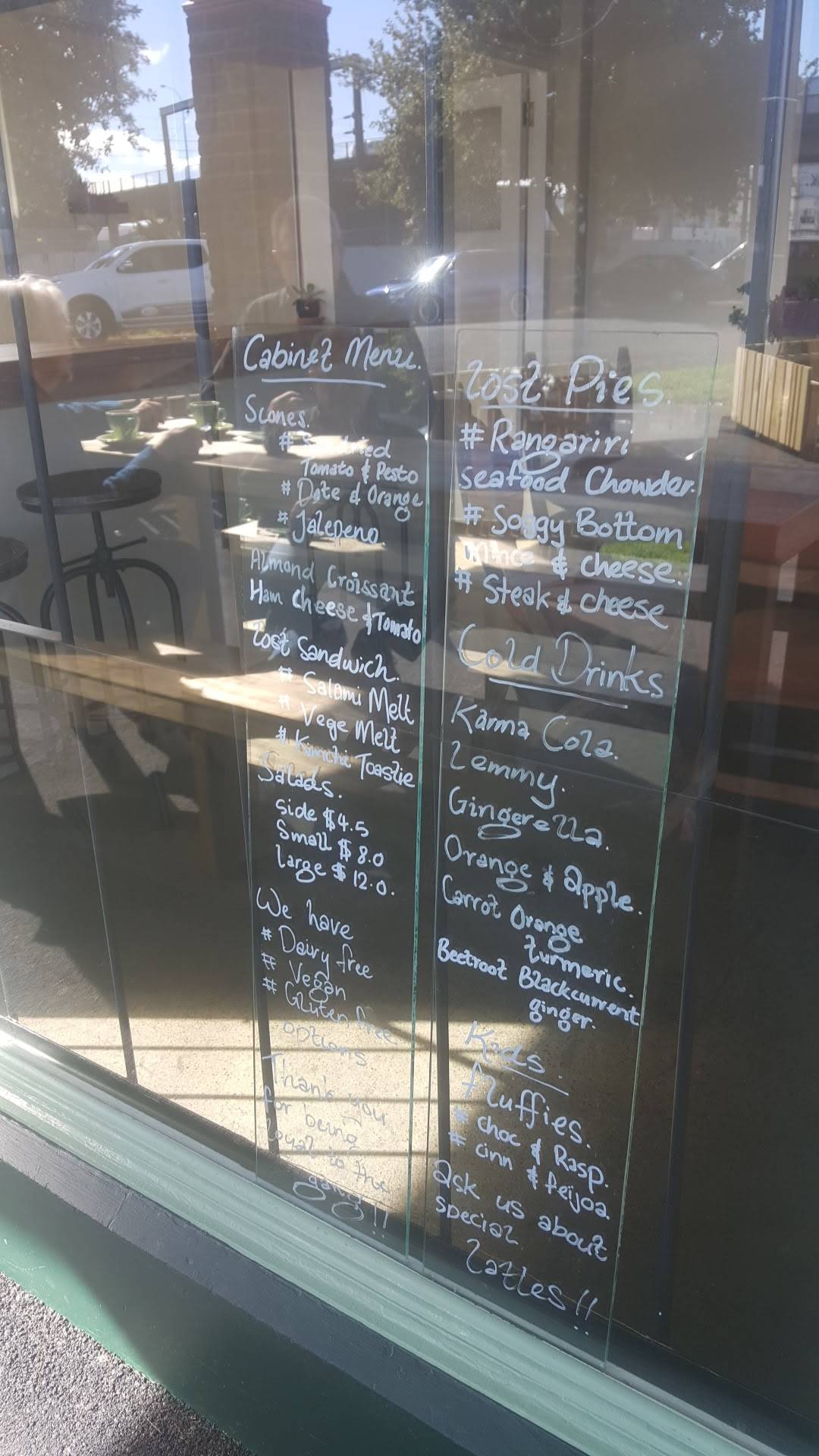 Menu at The Lost Boys Cafe, Hamilton