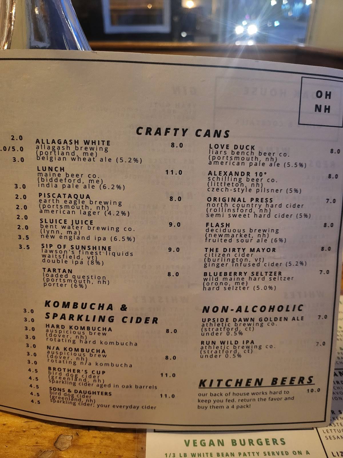Menu at The Oak House restaurant, Newmarket