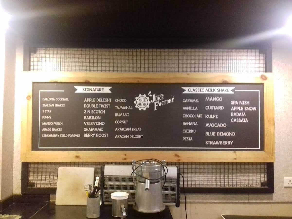 Menu at The Original Juice Factory, Chennai