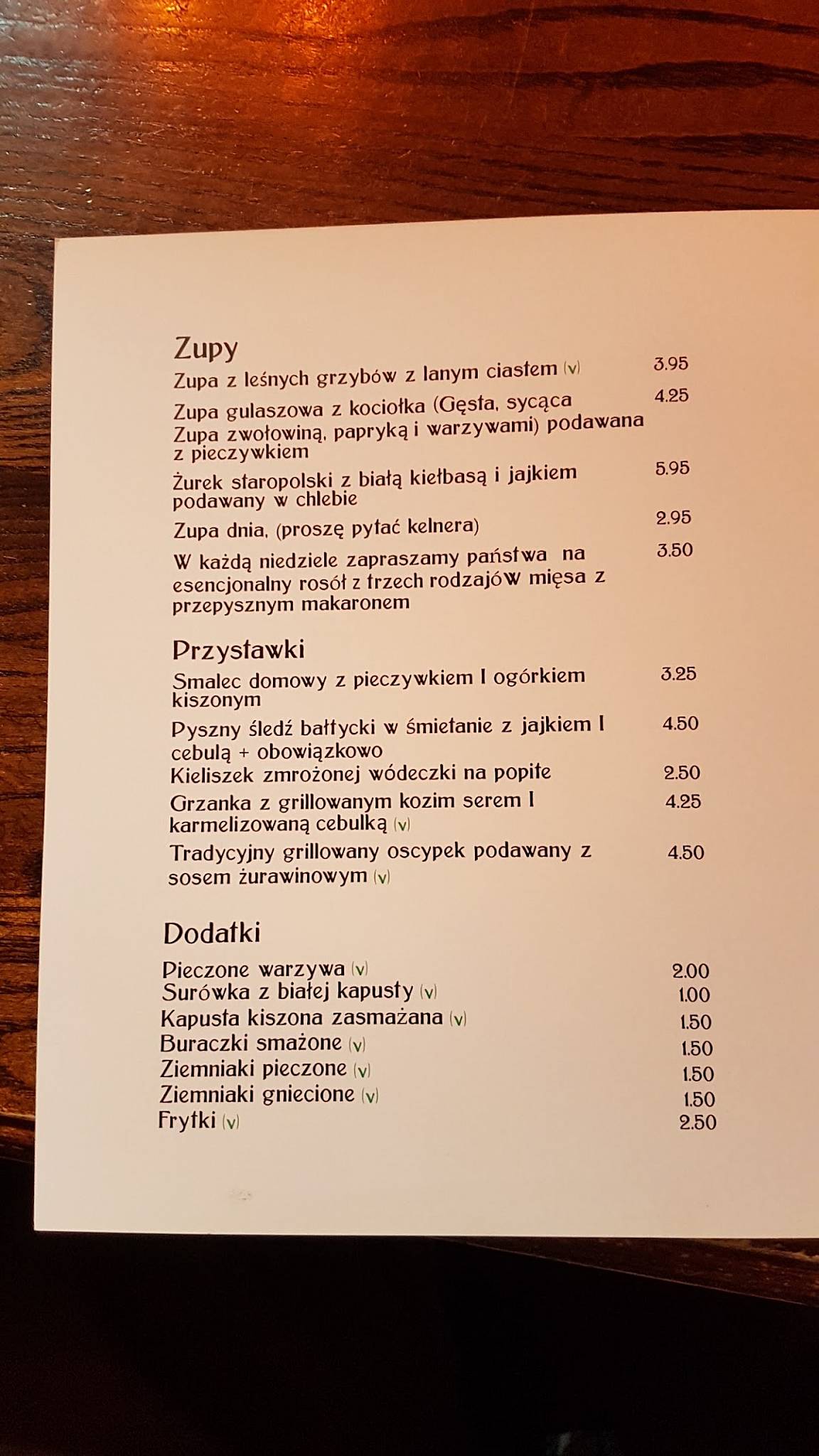 Menu at The Percy restaurant, Edinburgh