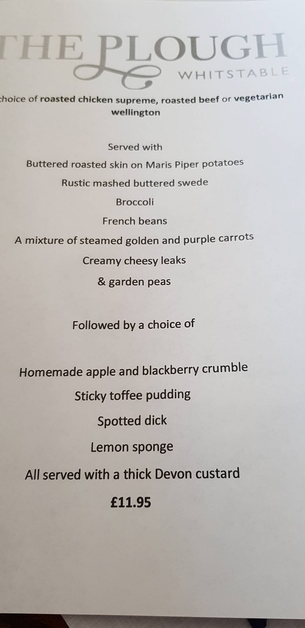 Menu at The Plough pub & bar, Whitstable