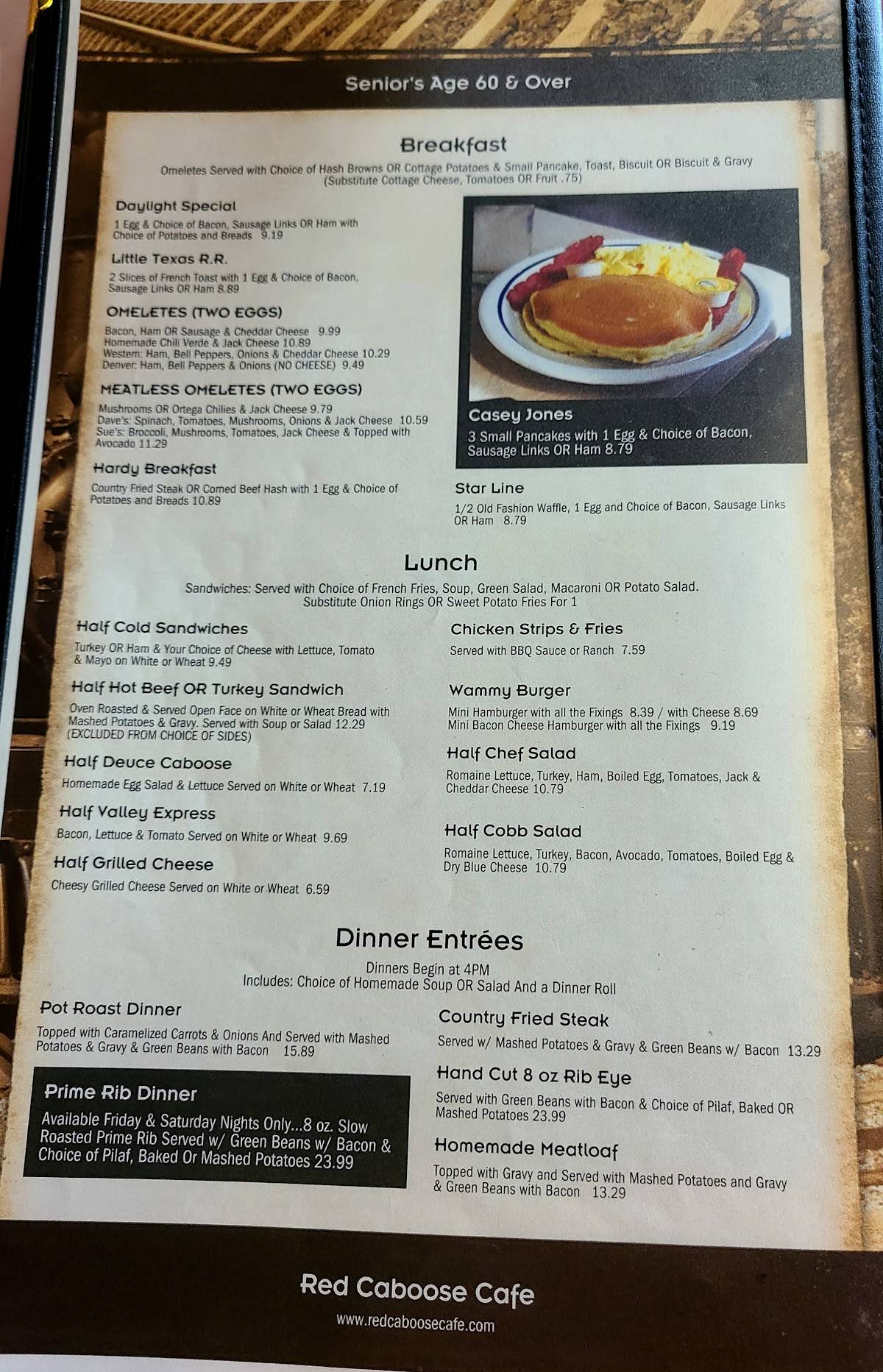 Menu at The Red Caboose Café cafe, USA, N Academy Ave Ste E