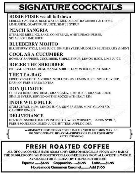 Menu at The Saddle Room pub & bar, Hoffman Estates