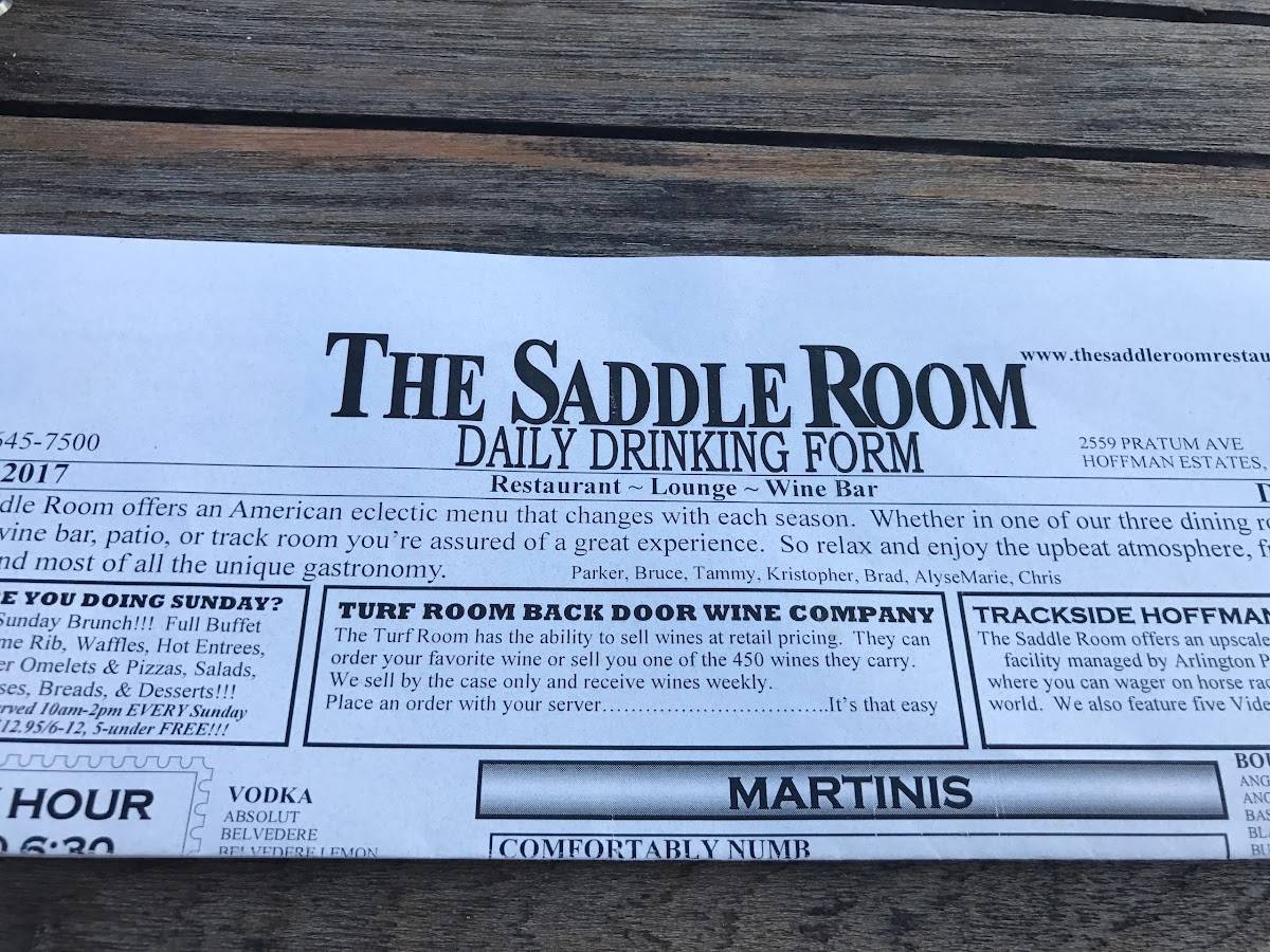 Menu at The Saddle Room pub & bar, Hoffman Estates