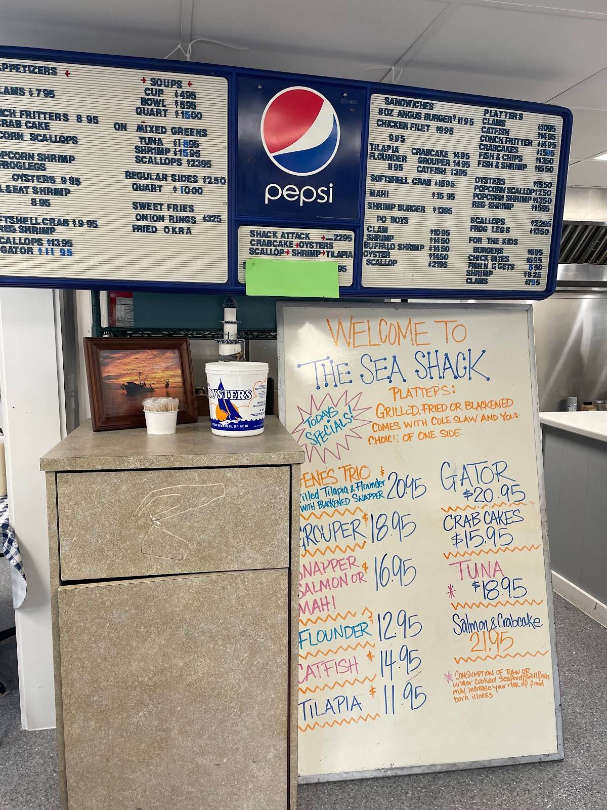 Menu at The Sea Shack restaurant, Hilton Head Island