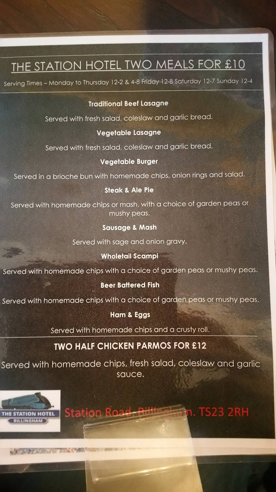 Menu at The Station Hotel pub & bar, Billingham, 172 Station Rd