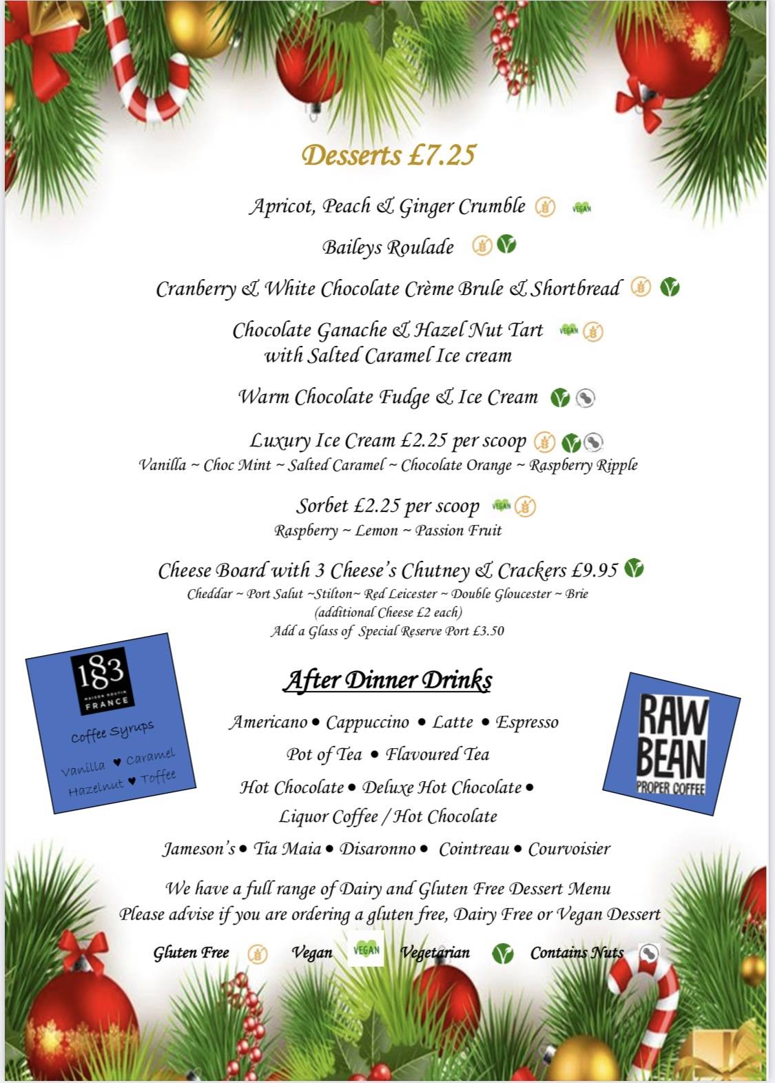 Menu at The Sycamore Inn pub & bar, Birch Vale