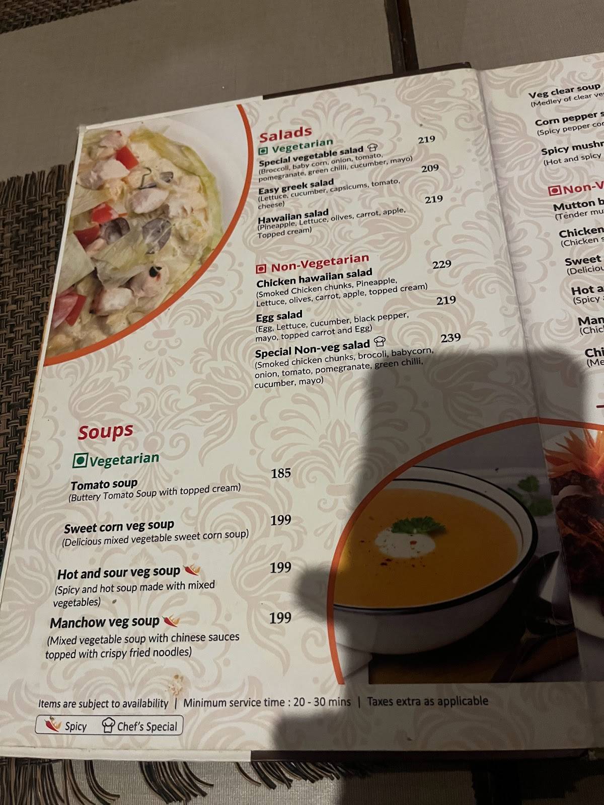Menu at The Waterfall Restaurant, Chennai