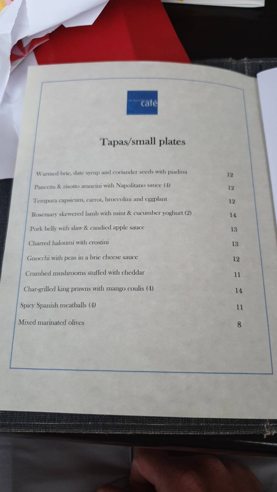 Menu at The Watershed Function Centre & Cafe, Mawson Lakes
