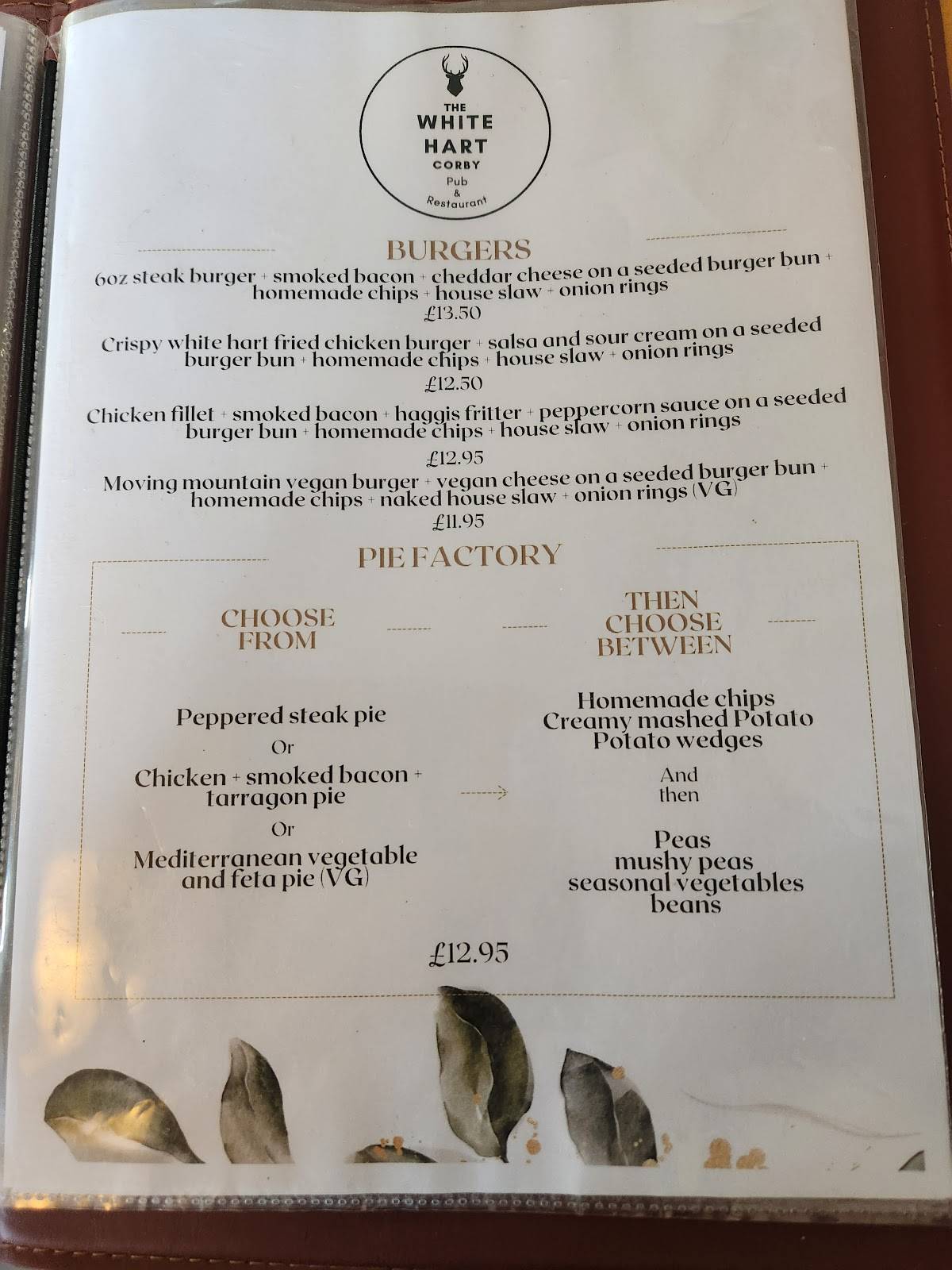 Menu at The White Hart - Corby pub & bar, Corby