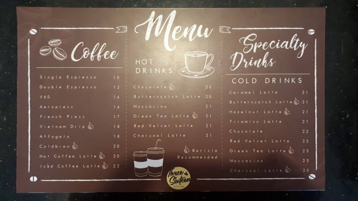 Menu at Three Sixteen Coffee Shop, Bekasi Regency