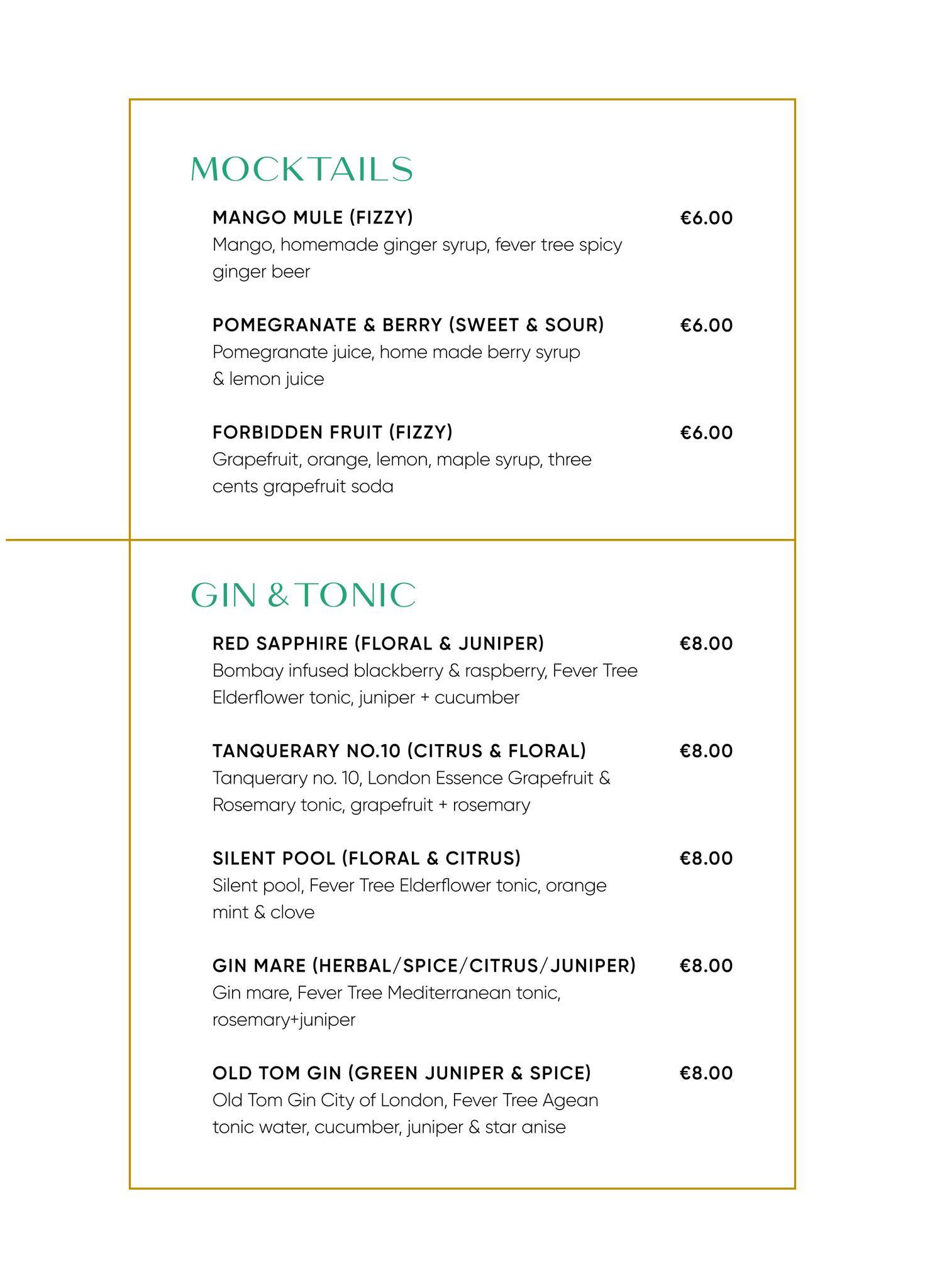 Menu at Tiffany's Bistro restaurant, Sliema