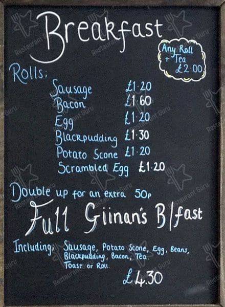 Menu at Tiger Lee restaurant, Glasgow