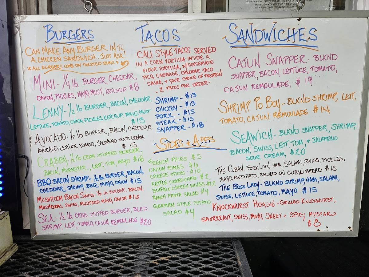 Menu at Lowkey Hideaway and Tiki Bar, Cedar Key