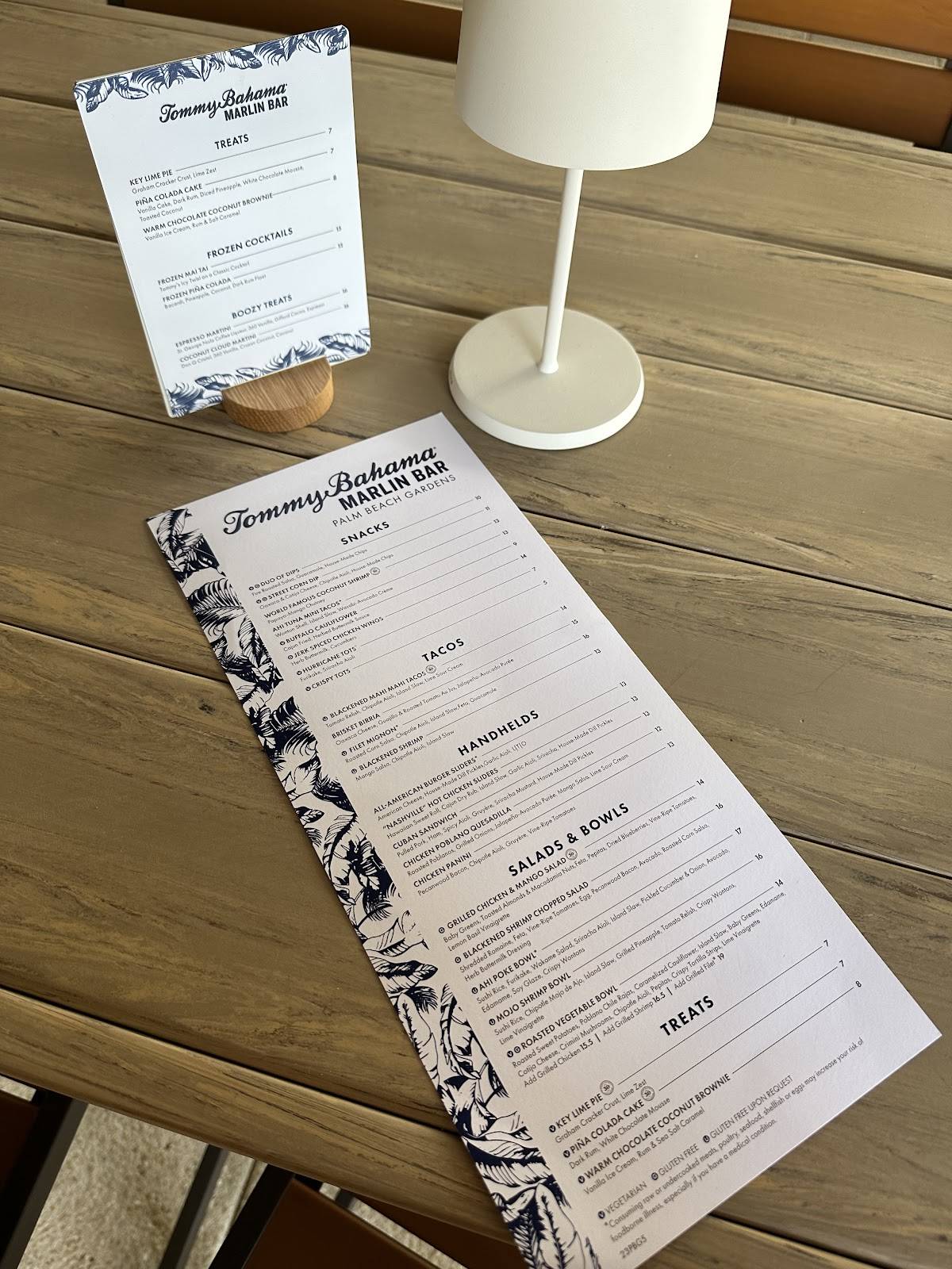 Menu at Tommy Bahama Marlin Bar & Store, Palm Beach Gardens