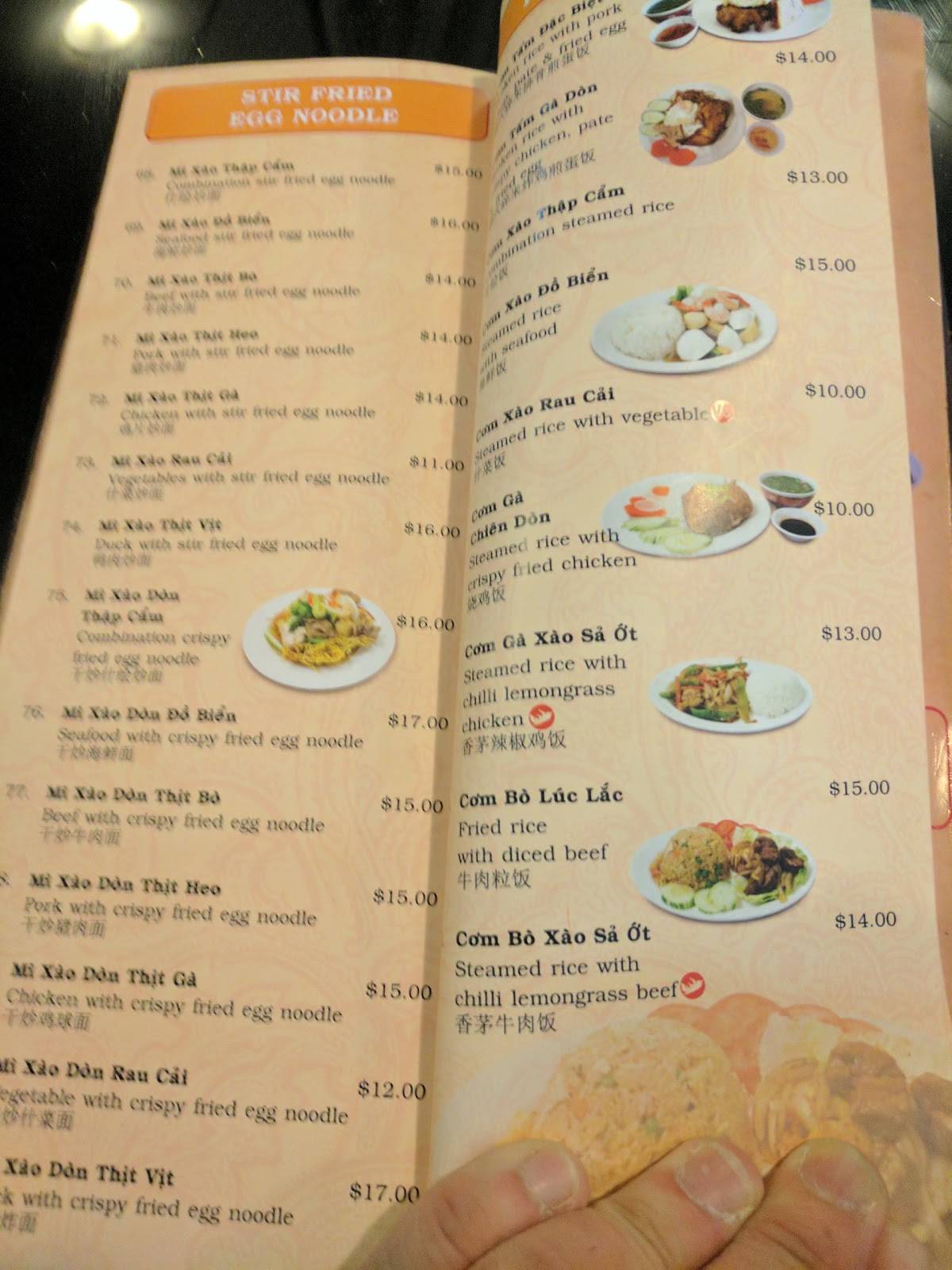 Menu at Trà Vinh Vietnamese Restaurant, Perth, 149 Brisbane St