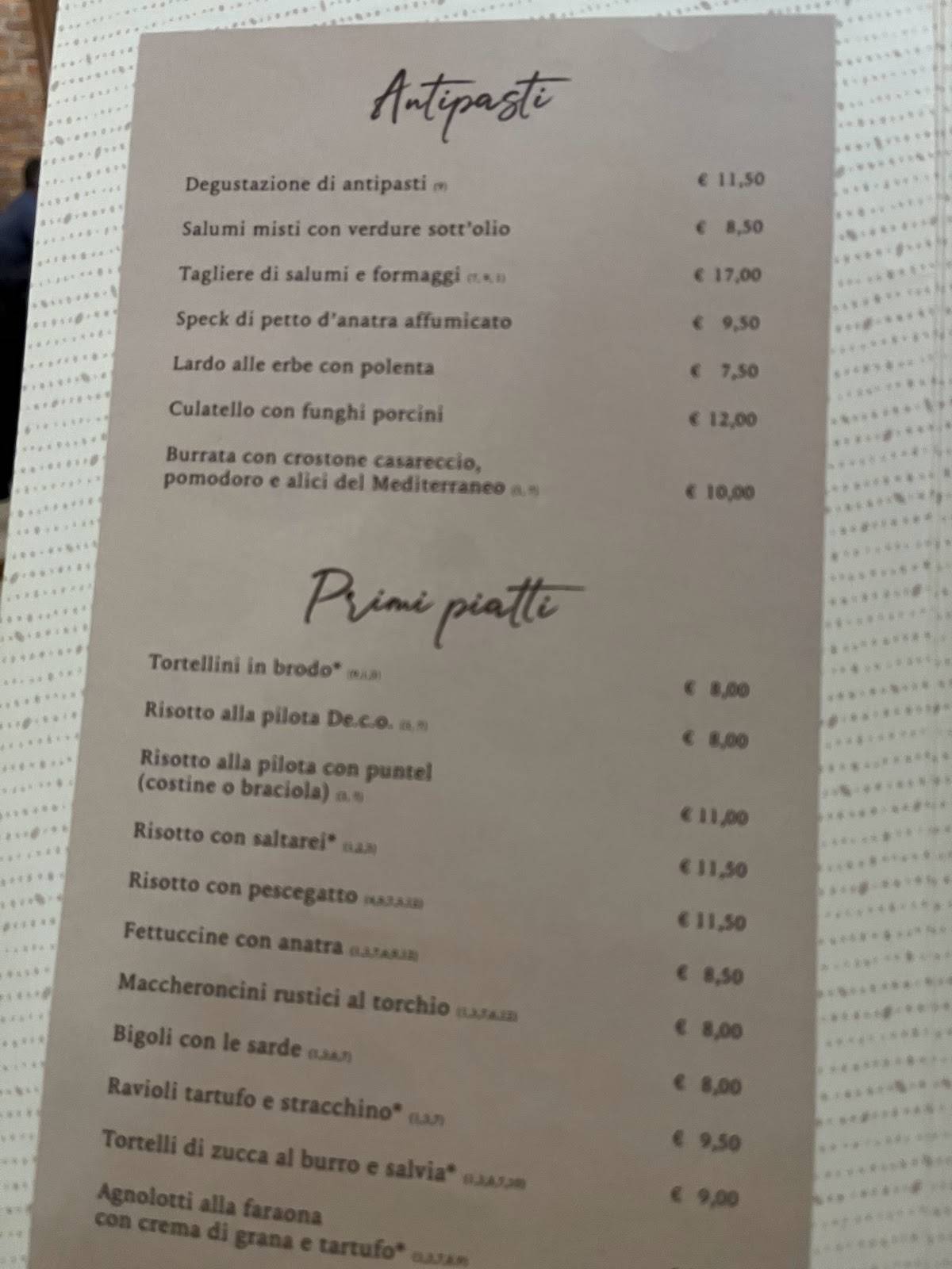 Menu da Trattoria al Macello ristorante, Castel D'ario
