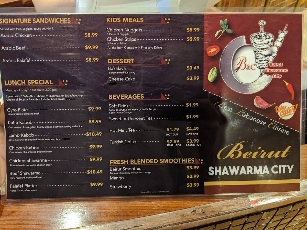 Menu at Trucker's Cafe, Richardson