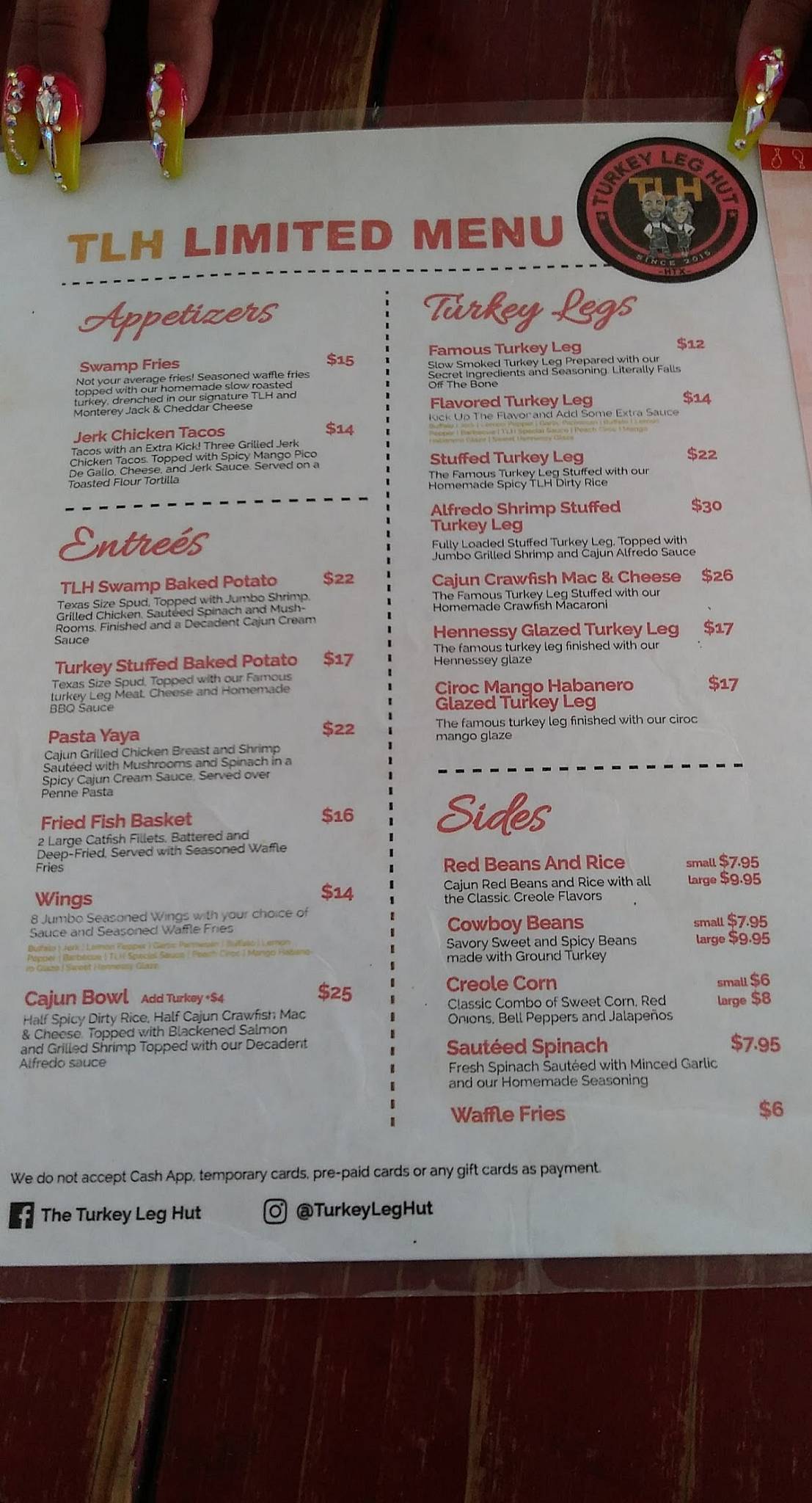 Menu at Turkey Leg Hut restaurant, Houston, Almeda Rd suite A/B