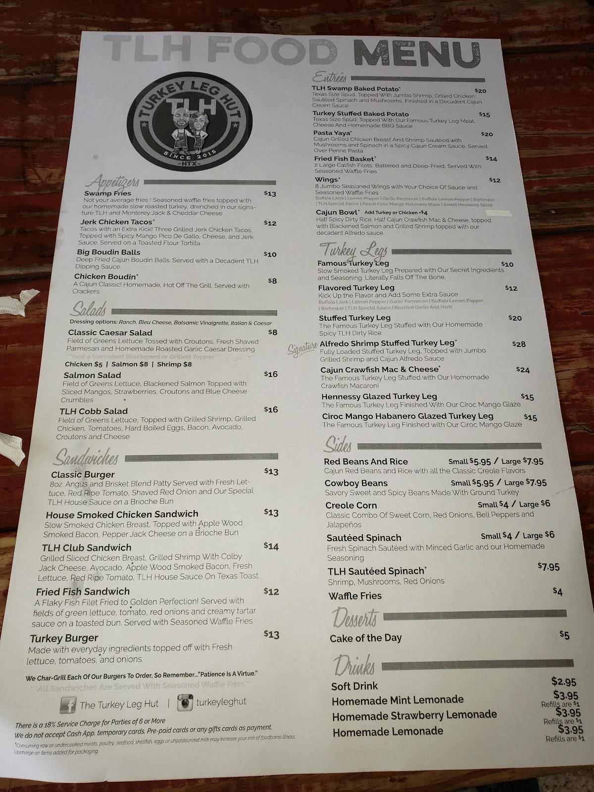 Menu at Turkey Leg Hut restaurant, Houston, Almeda Rd suite A/B