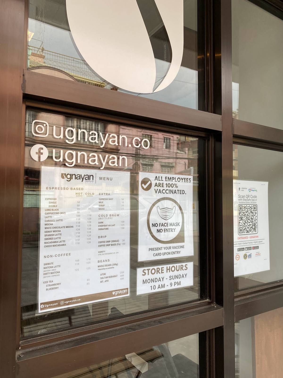 Carta de Ugnayan Coffee Shop, Taguig