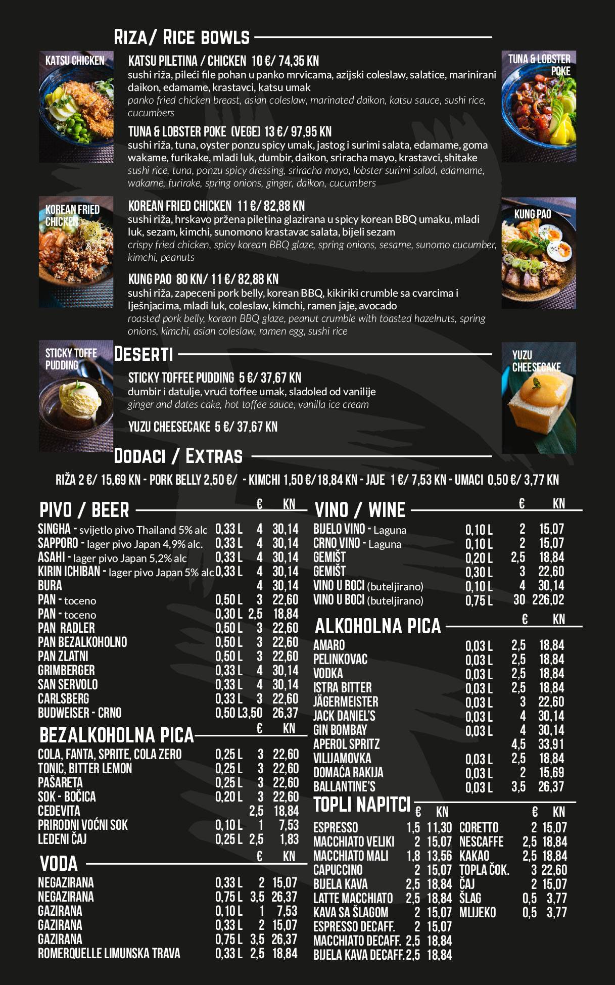 Menu at Umi Asian streetfood restaurant, Poreč