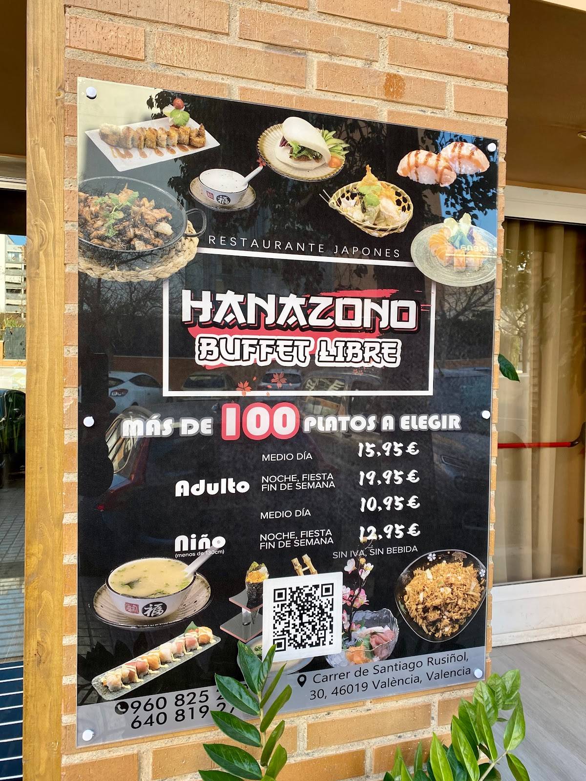 Menu at HANAZONO - C.C arena restaurant, Valencia