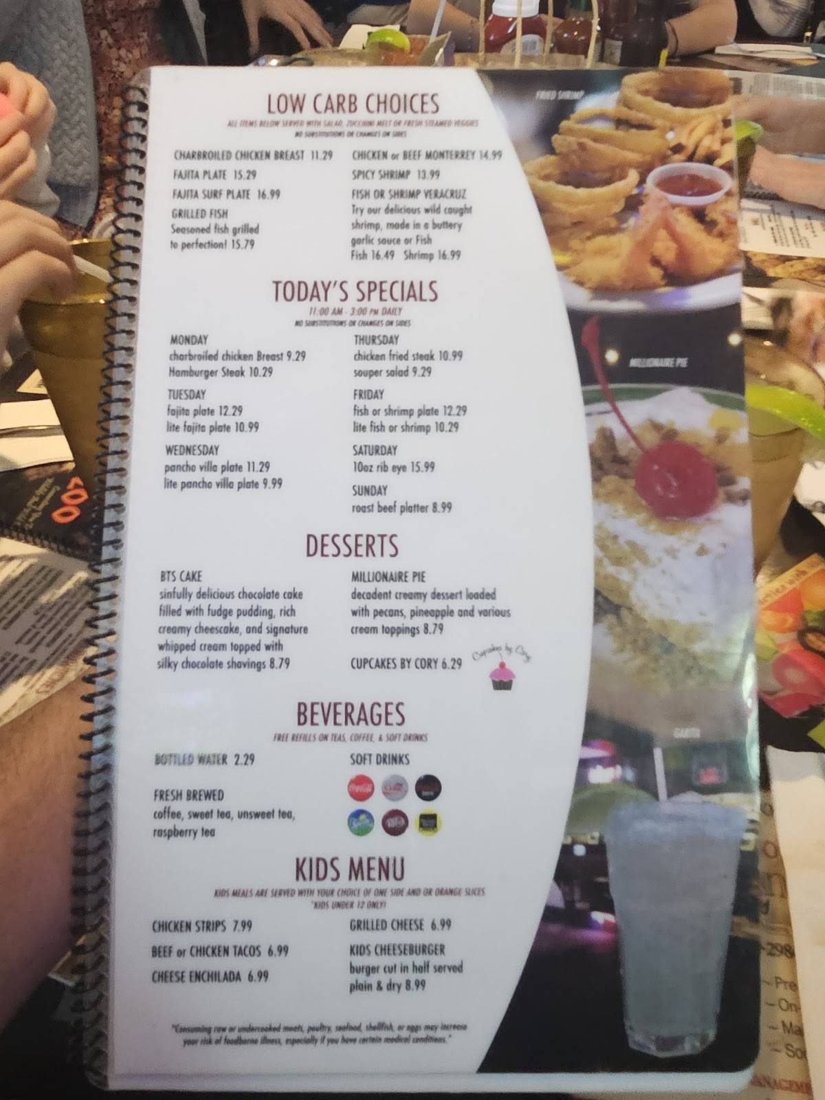 Menu at Vermillion Restaurant and Watering Hole, Brownsville