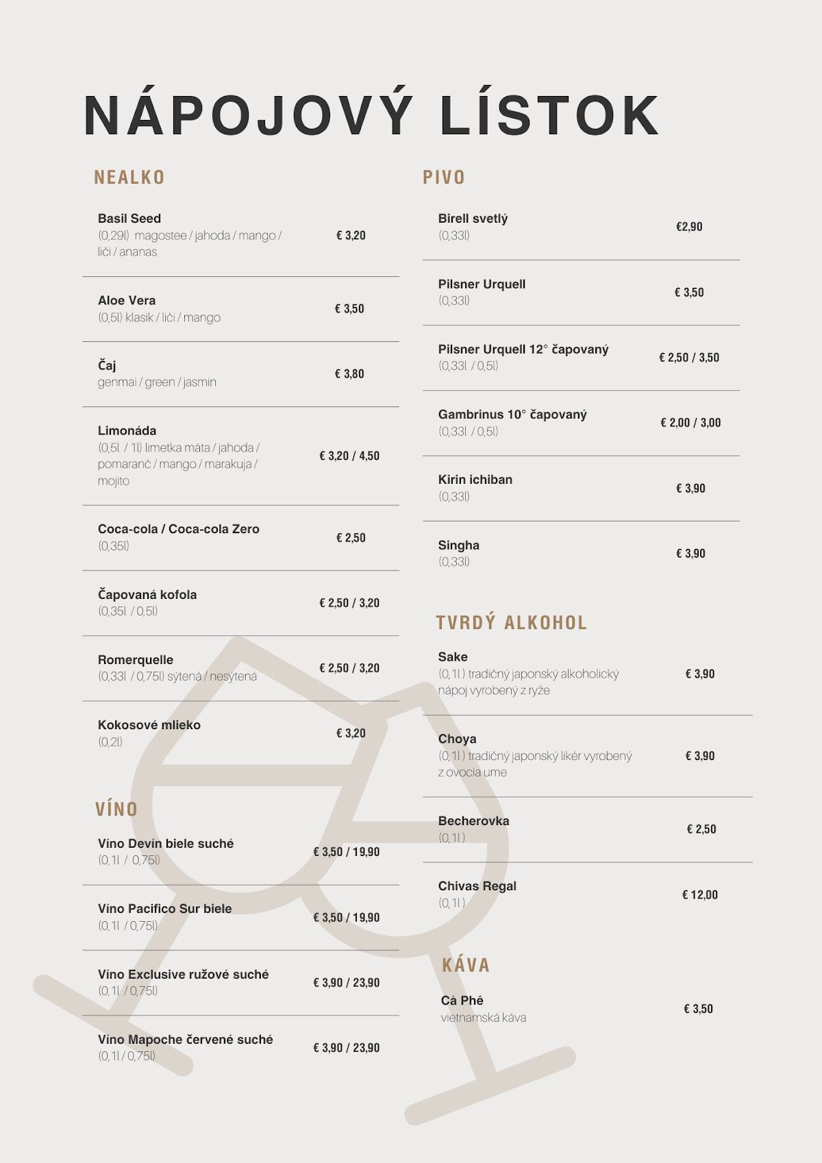 Menu at Viet Kitchen restaurant, Sereď