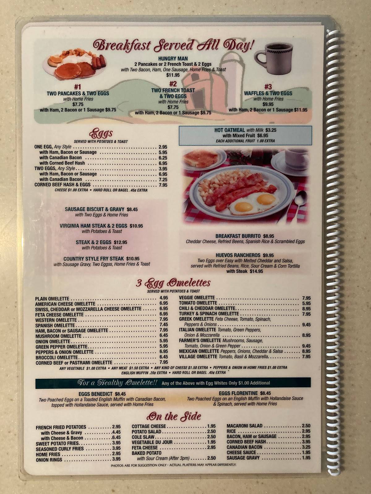 Menu at Village Diner restaurant, Saugerties, 140 Main St