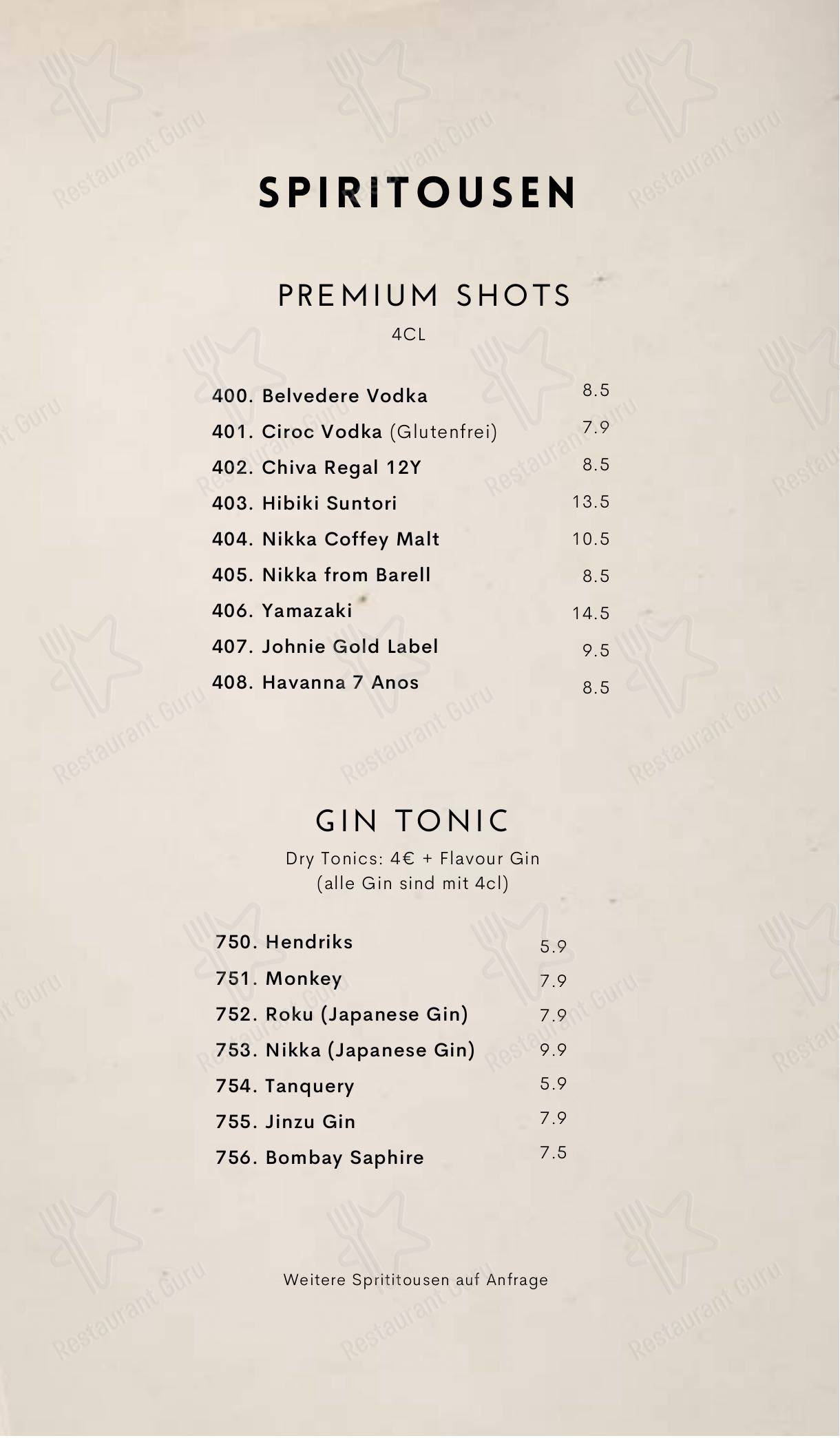Carta de Restaurant Wabi Sabi, Augsburgo