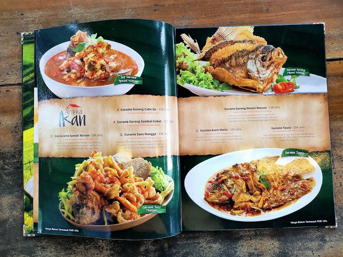 Menu at Waroeng Sunda Restaurant Talaga Bestari, Indonesia, Jl. Jungle ...