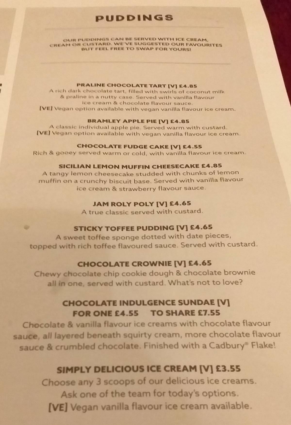 Menu at Watermill pub & bar, Kidderminster