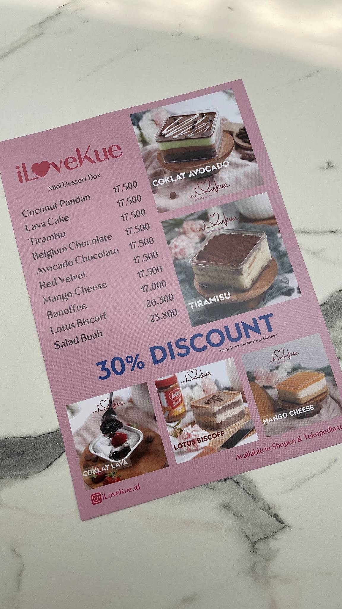 Menu at Satu Meja restaurant, West Jakarta