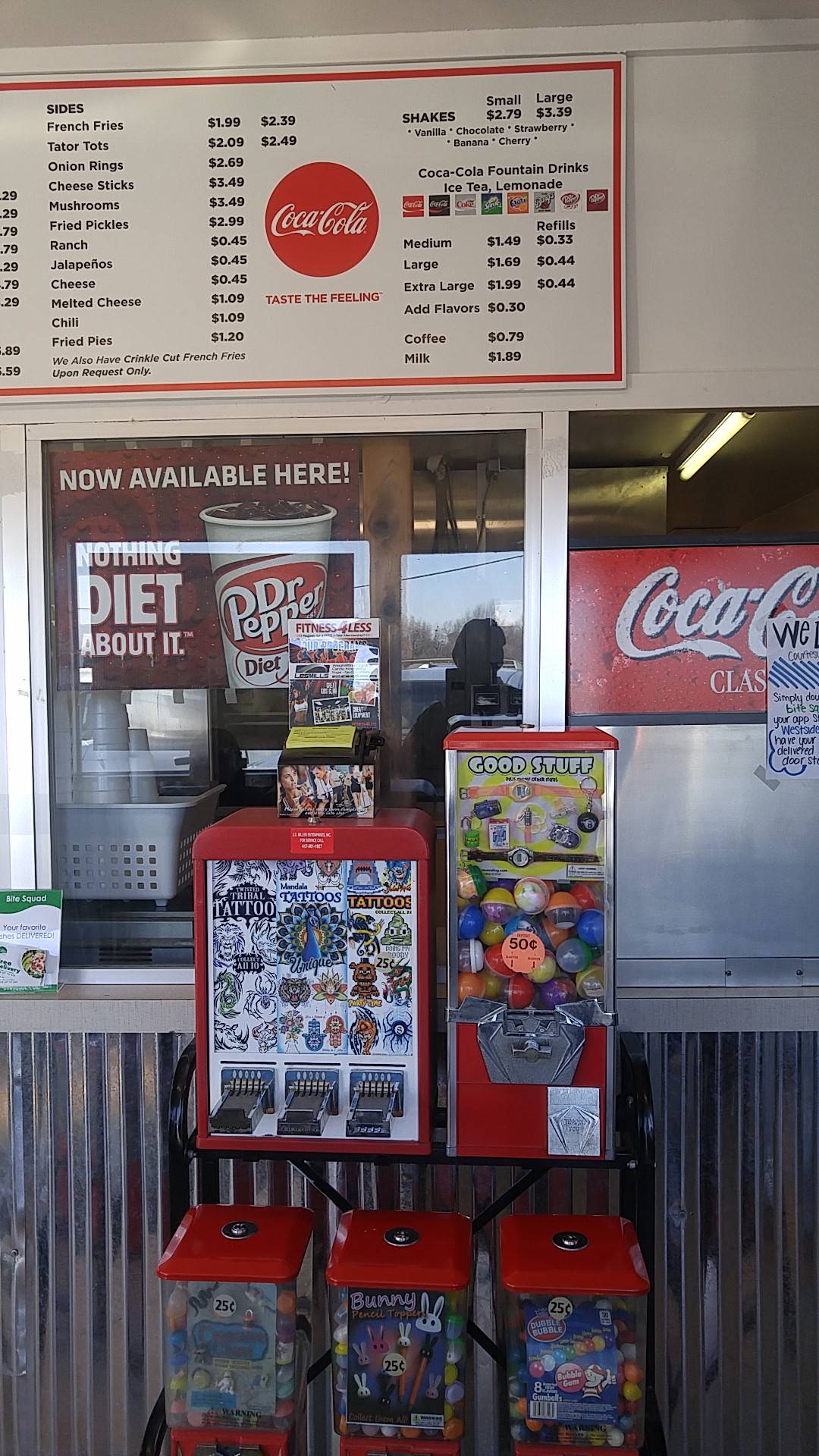 Menu at Westside Burger fast food, Springdale