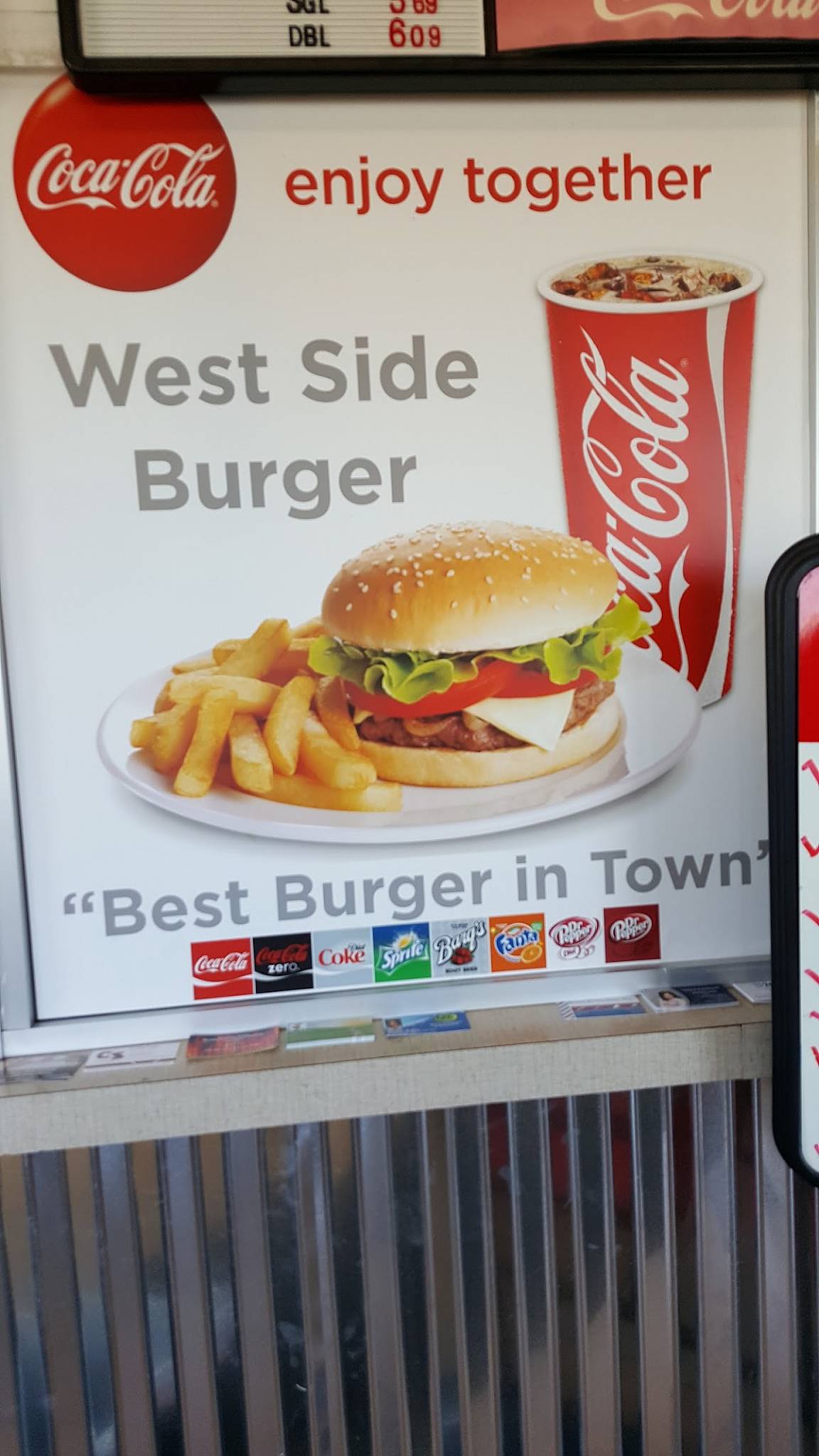 Menu at Westside Burger fast food, Springdale