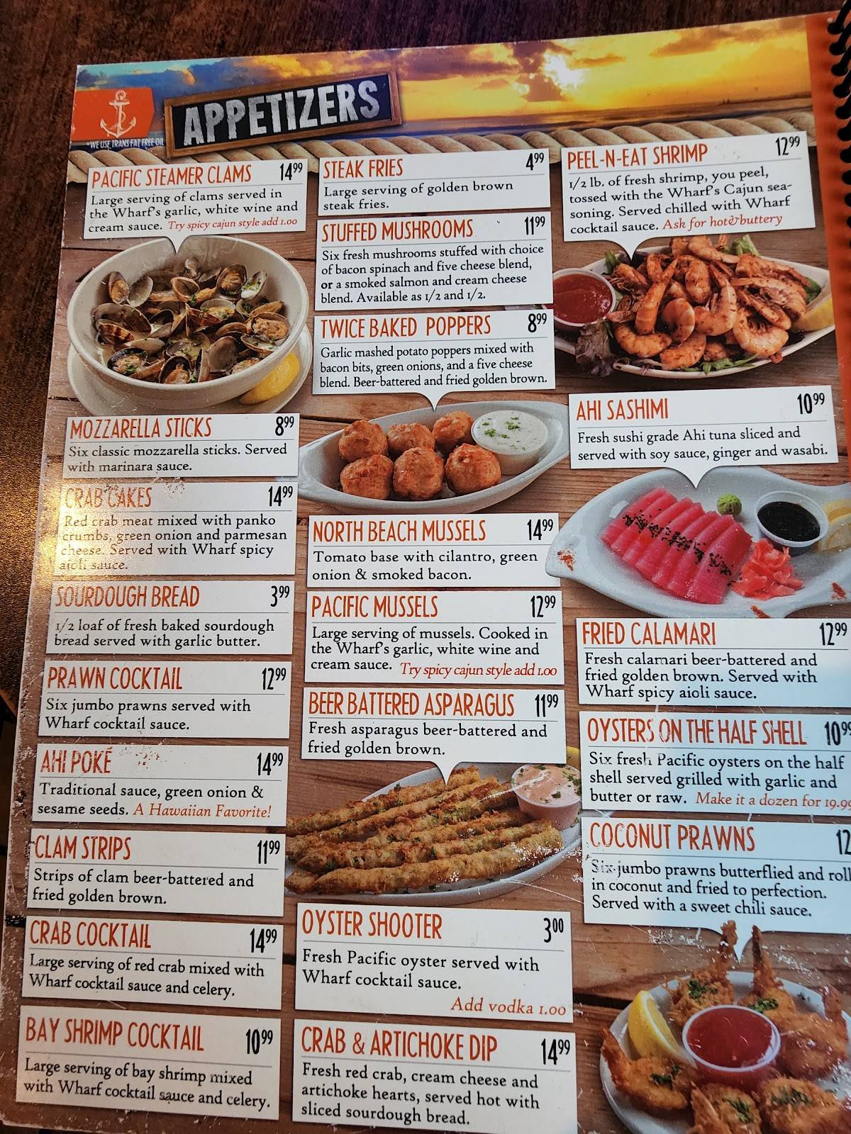 Menu at Wharf Fresh Seafood Market and Eatery pub & bar, Medford