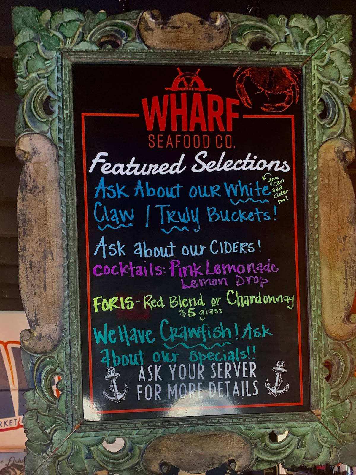 Menu at Wharf Fresh Seafood Market and Eatery pub & bar, Medford