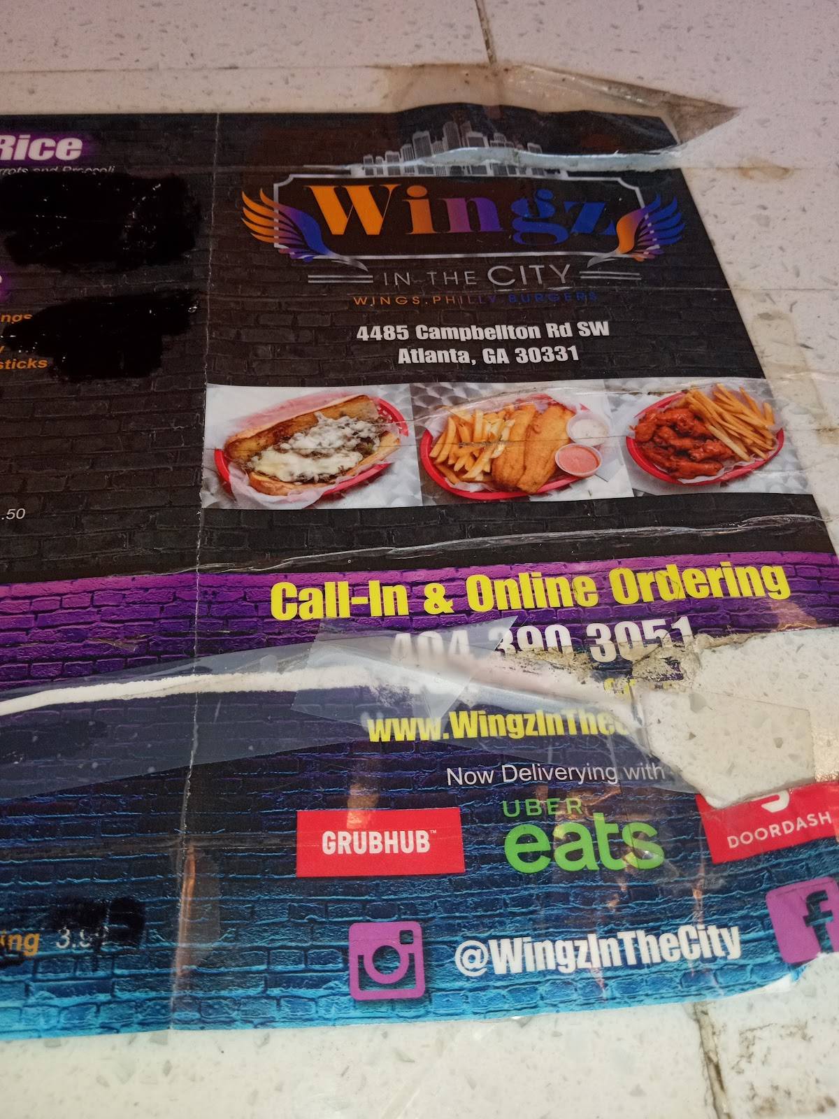 Menu at Wingz In The City restaurant, Atlanta