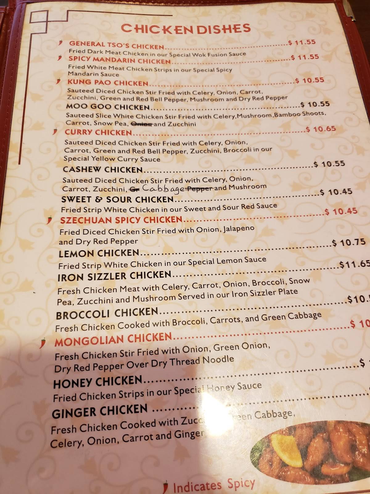 Menu at Wok Fusion restaurant, Meridian