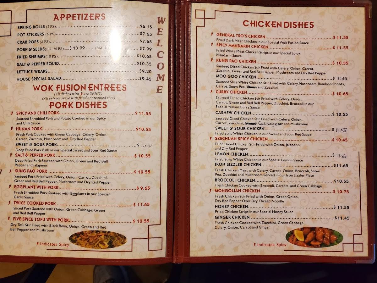 Menu at Wok Fusion restaurant, Meridian