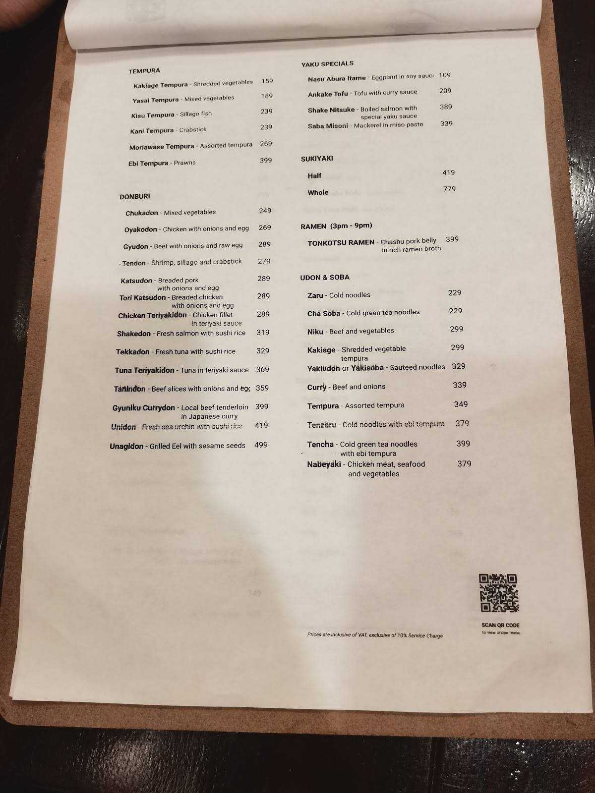 Menu at Yaku Japanese Grill restaurant, Mandaluyong, 5th Level The Podium