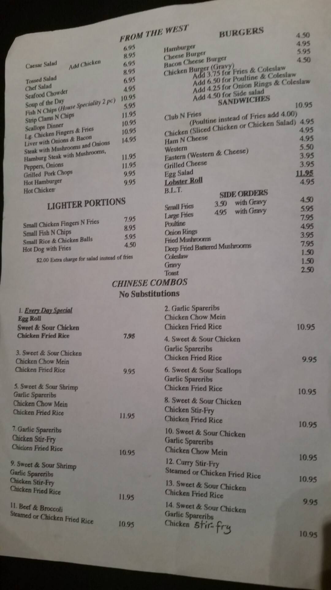 Menu at Yaps Place/Leetiks Service Center restaurant, River John