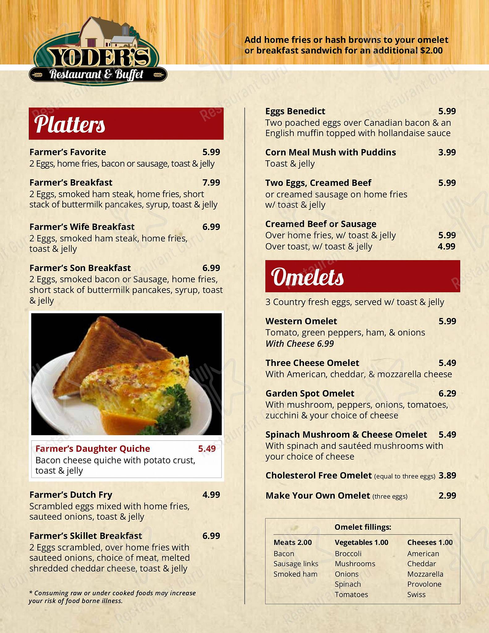 Menu at Yoder's Restaurant & Buffet, New Holland