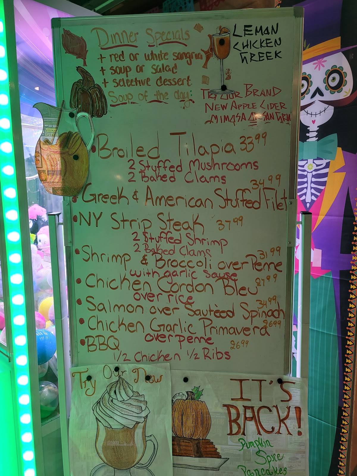 Menu at Zona Out East Diner restaurant, Rocky Point