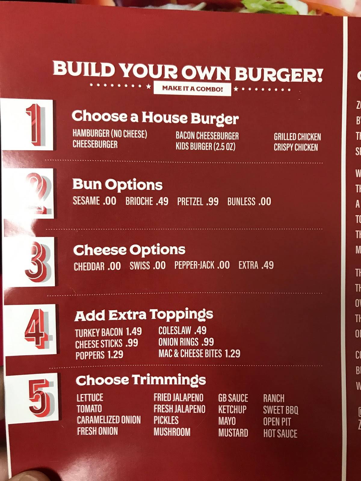 Menu at Zo's Good Burger - Dearborn fast food, Dearborn, Michigan Ave
