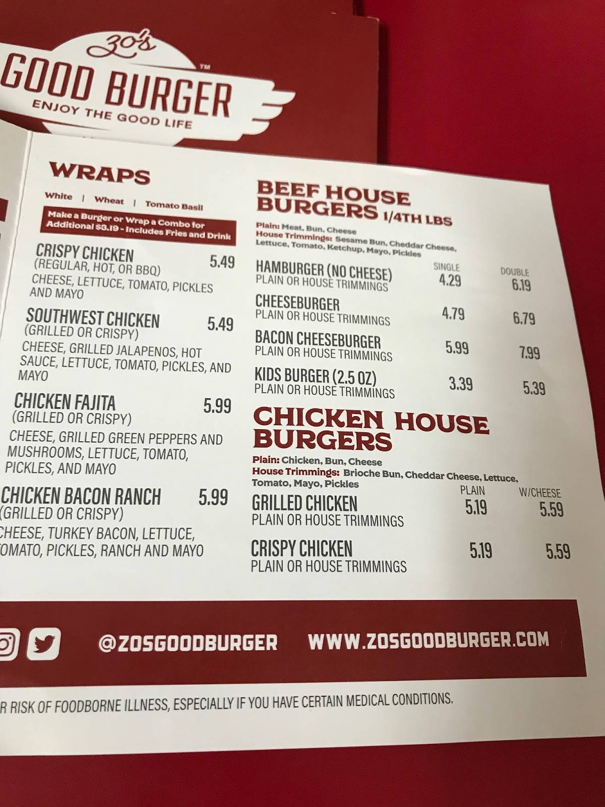 Menu at Zo's Good Burger - Dearborn fast food, Dearborn, Michigan Ave